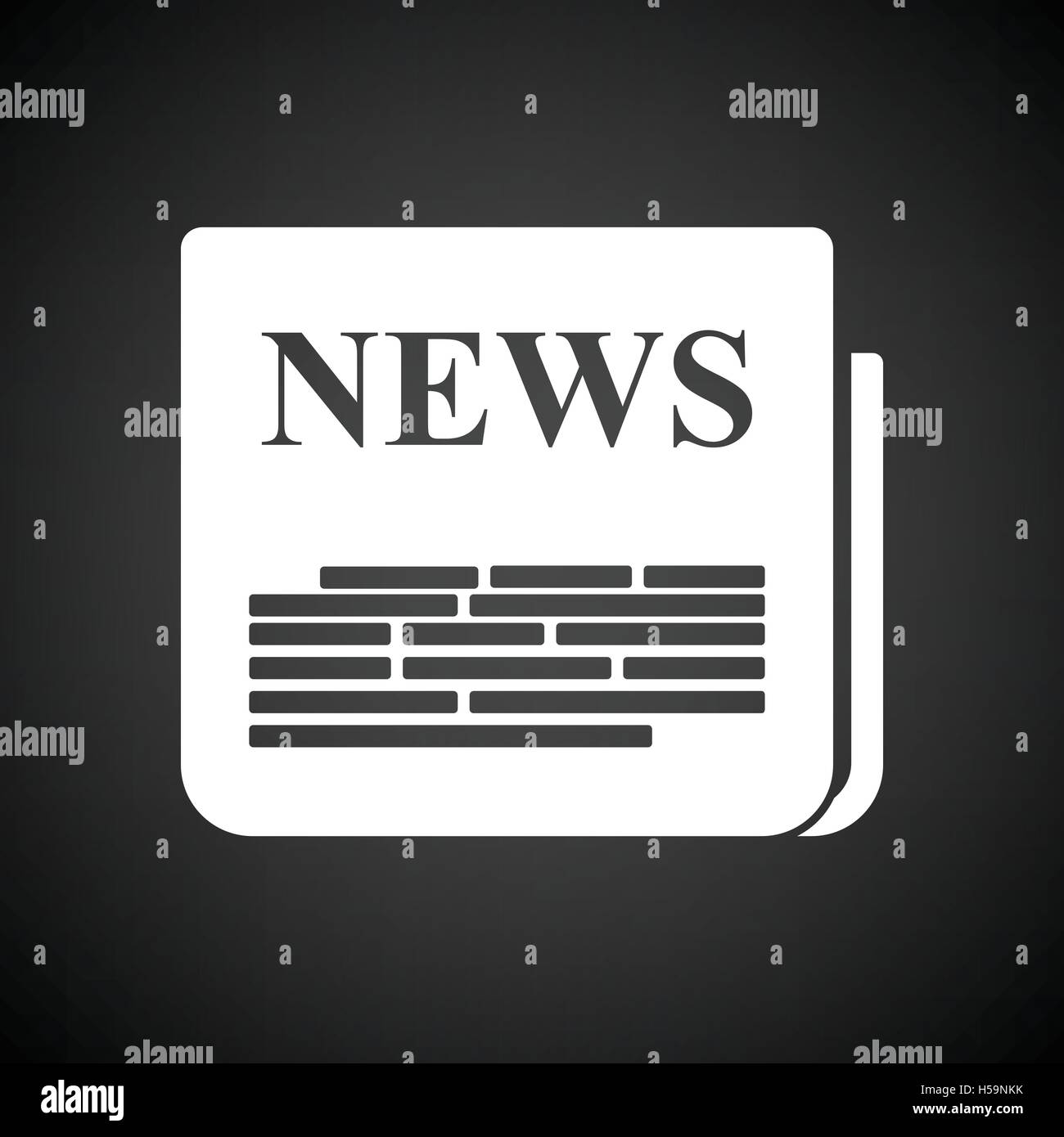 Newspaper icon. Black background with white. Vector illustration Stock ...