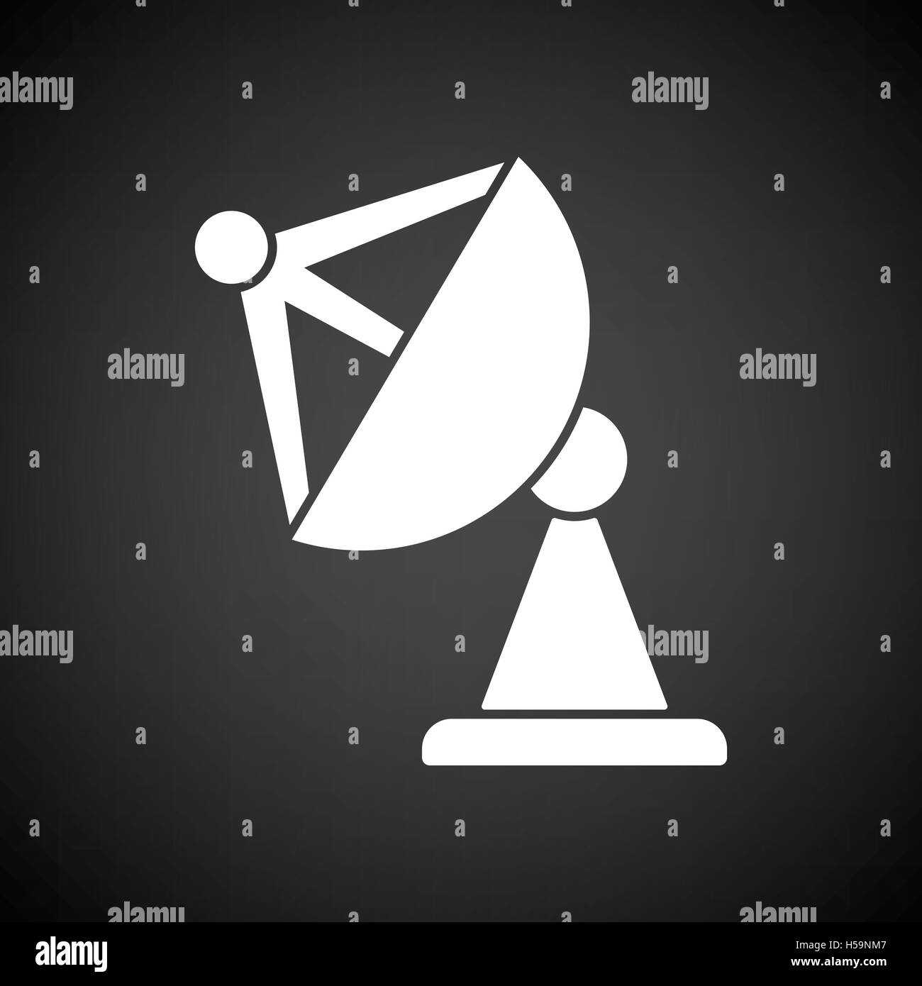 Satellite antenna icon. Black background with white. Vector ...