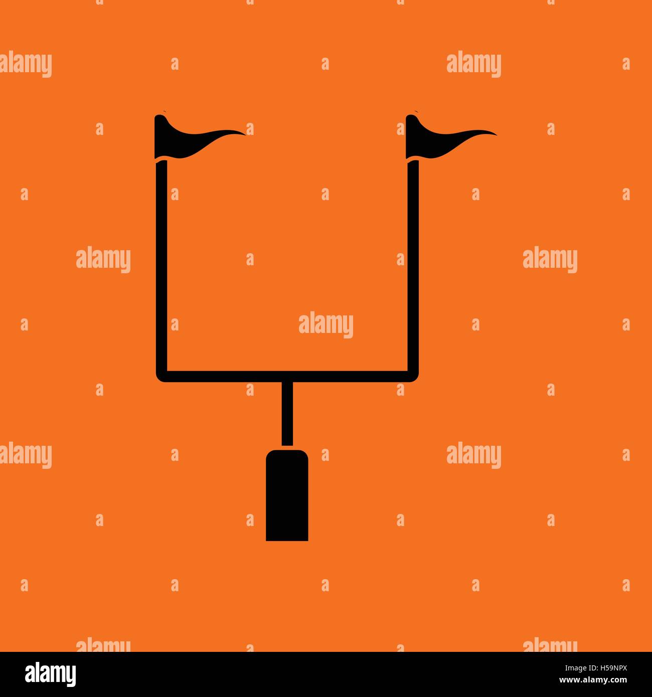 American football goal post icon. Orange background with black. Vector ...