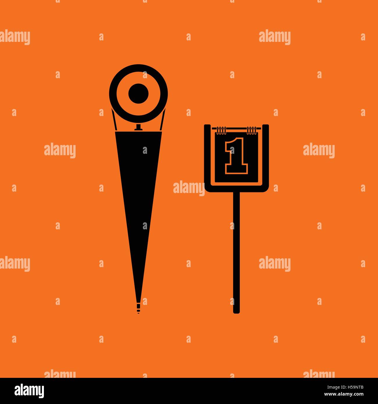 American football sideline markers icon. Orange background with black ...