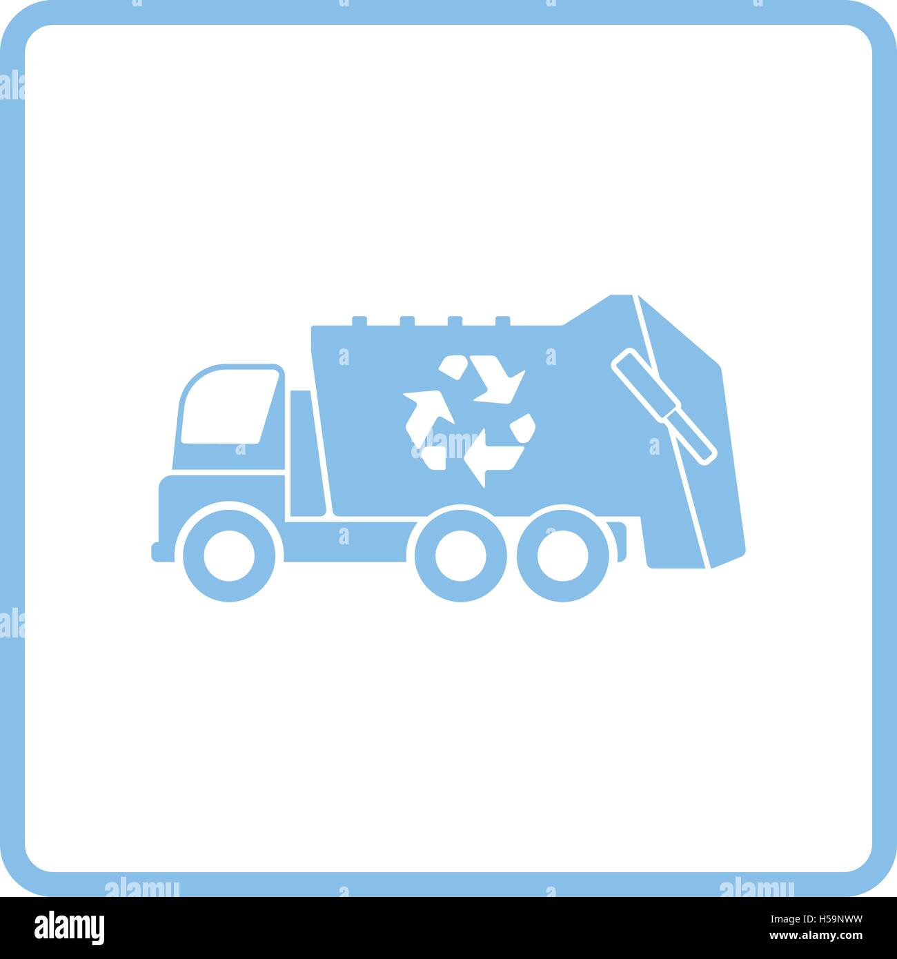 Garbage car recycle icon. Blue frame design. Vector illustration Stock ...