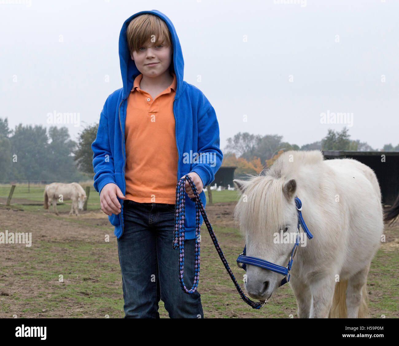 young boy walking his pony Stock Photo - Alamy