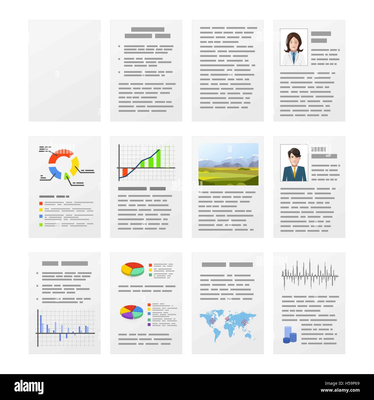 Set of typical office documents on white Stock Vector Image & Art - Alamy