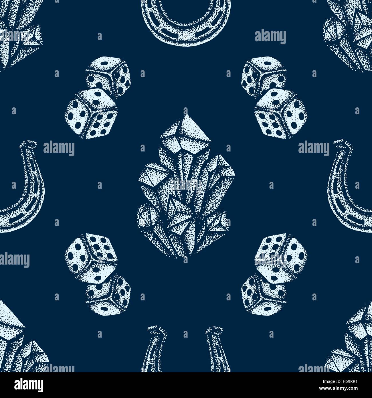 vector monochrome light blue color hand drawn engraving crystals dice ...