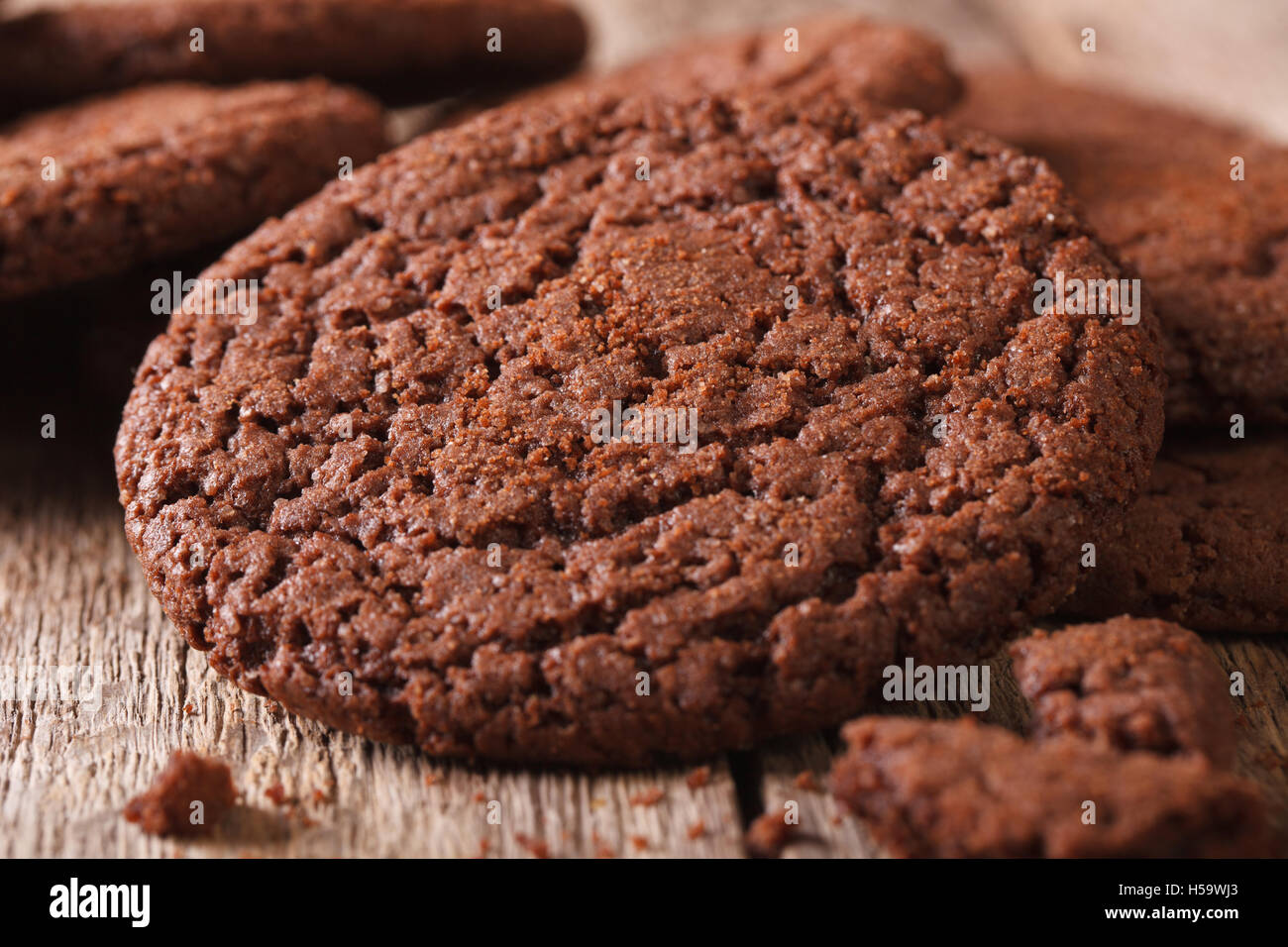 Delicious chocolate cookies macro on the table. horizontal Stock Photo ...