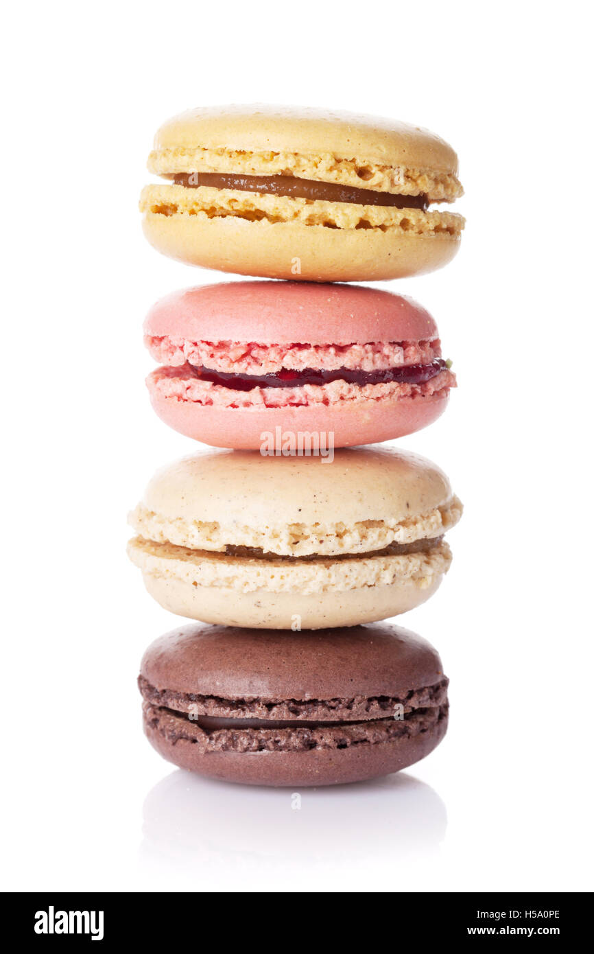 Colorful macaroons stack. Sweet macarons. Isolated on white background ...