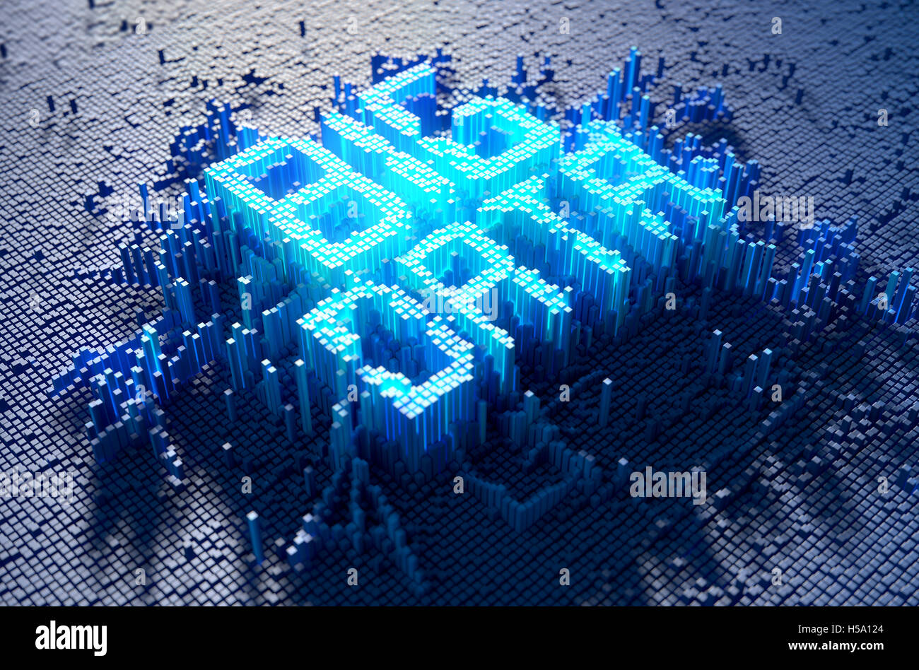 A 3D render of a microscopic closeup concept of small cubes in a random ...