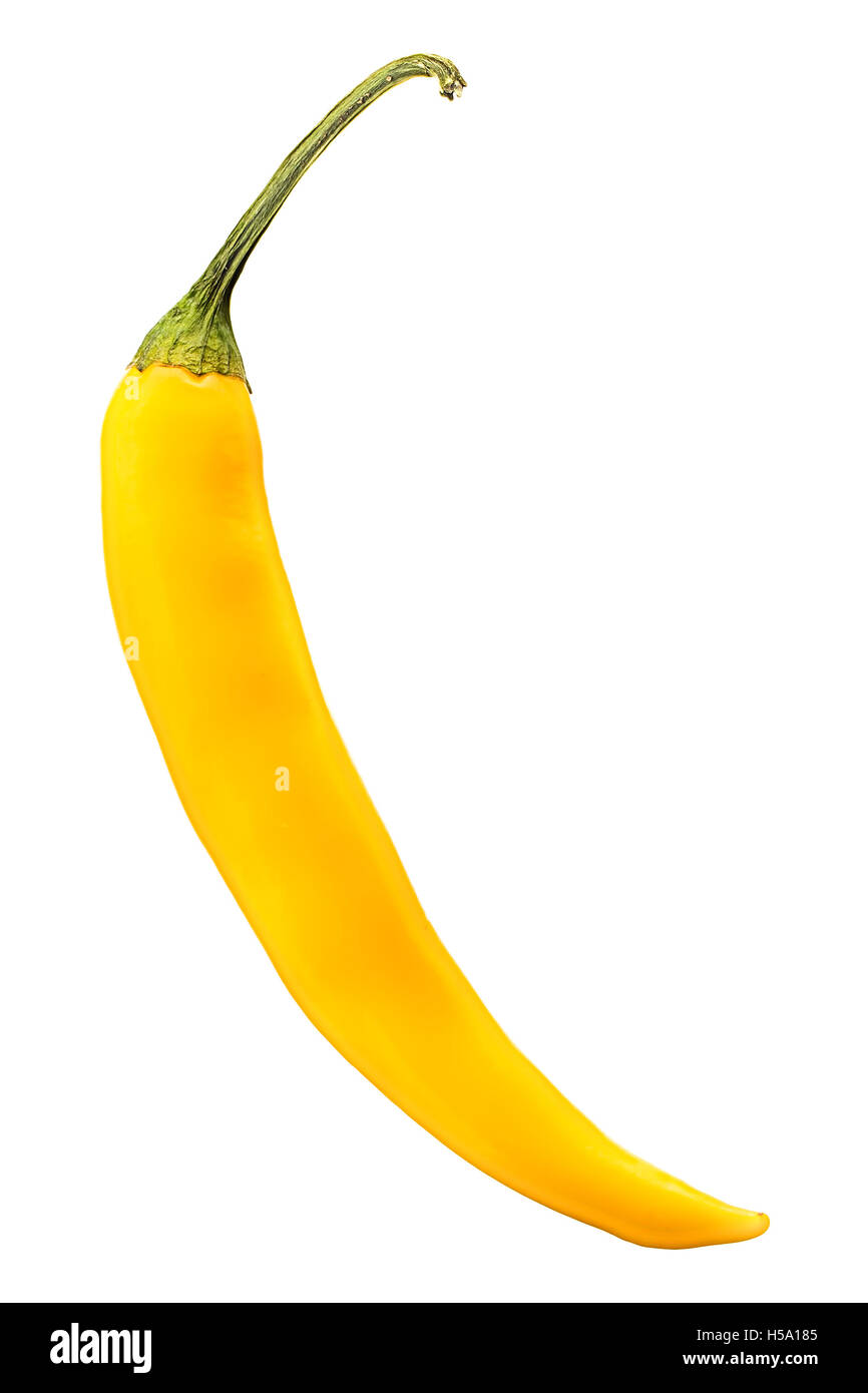 Yellow chilli pepper isolated on white background Stock Photo - Alamy