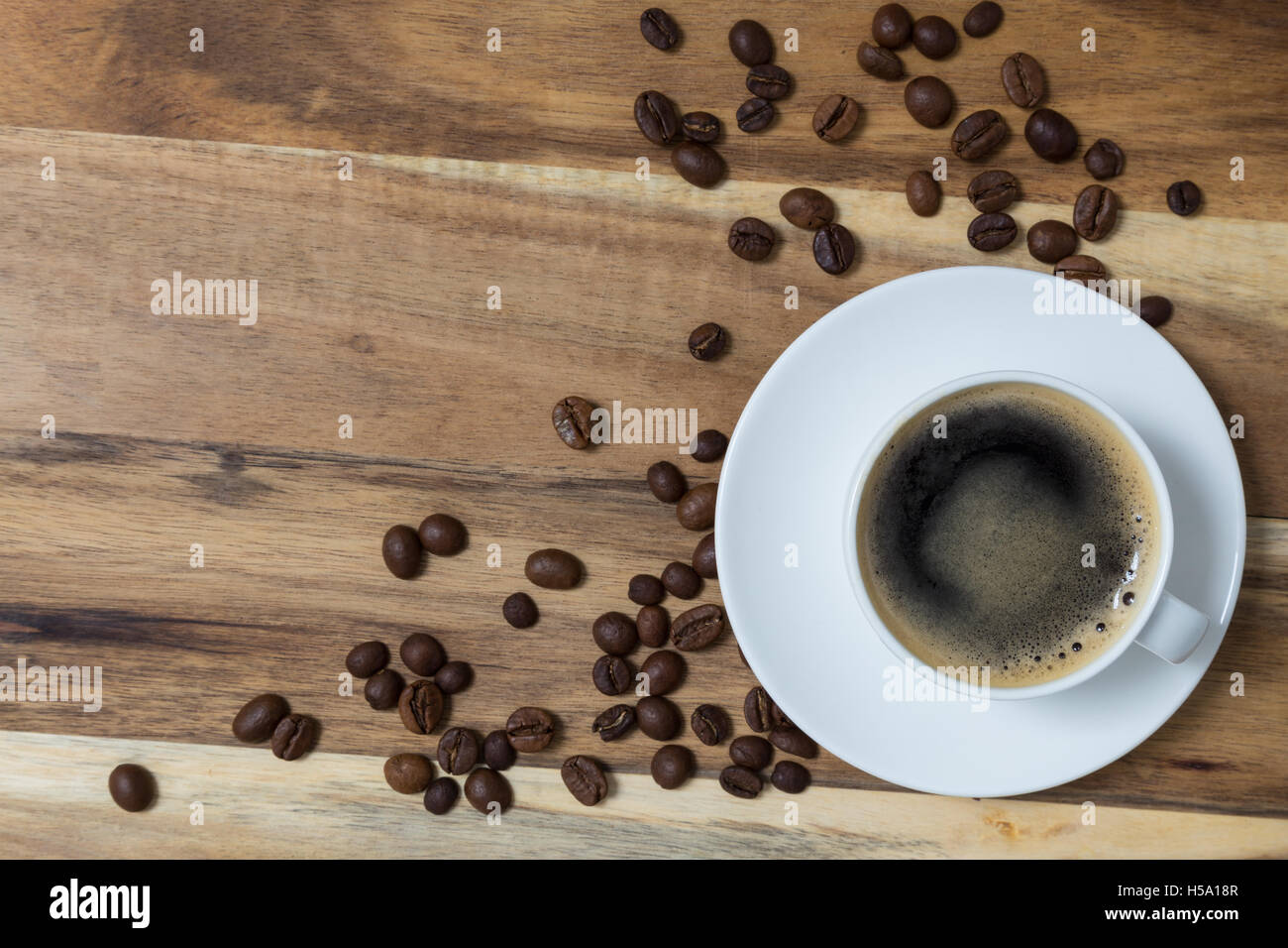 Espresso concept background on wood Stock Photo - Alamy