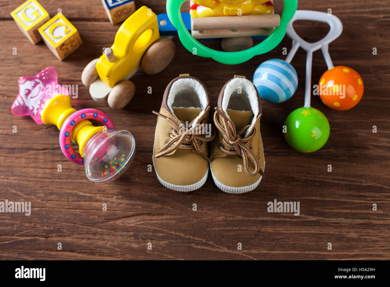 Children's World toy on a wooden background. Studio shot] Stock Photo ...