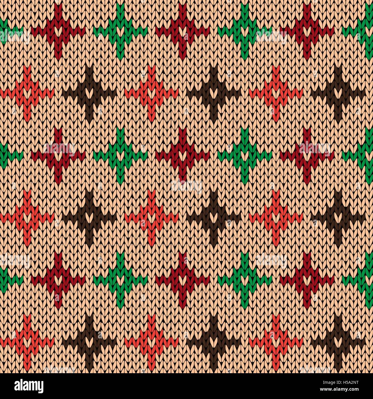 Seamless knitting geometrical vector pattern with color crosses over ...