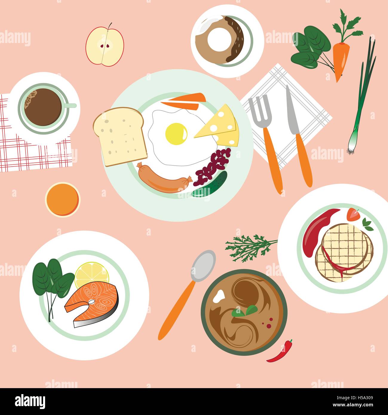 food in flat illustration style. Top view Stock Vector Image & Art - Alamy