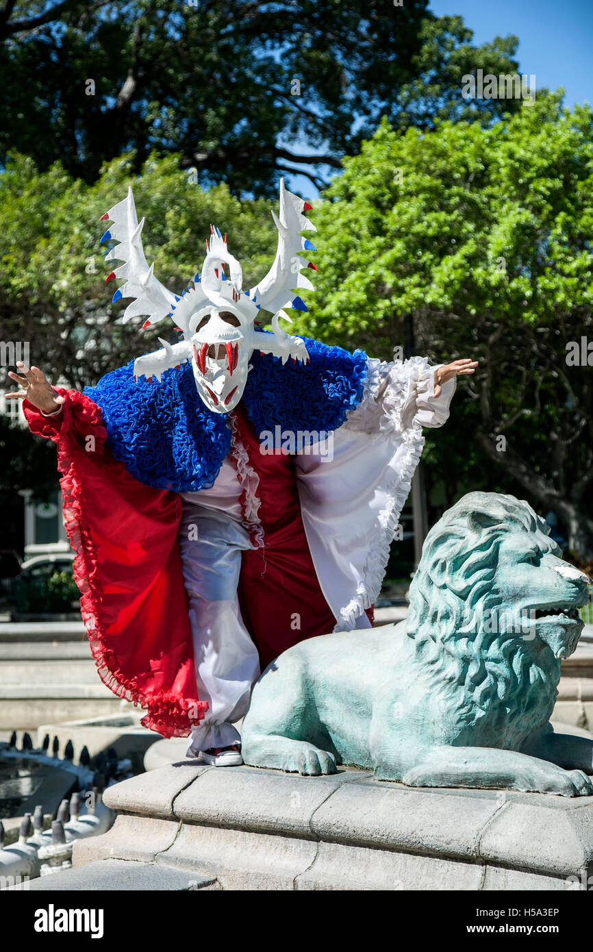 Vejigante on lion sculpture, Ponce, Puerto Rico Stock Photo - Alamy