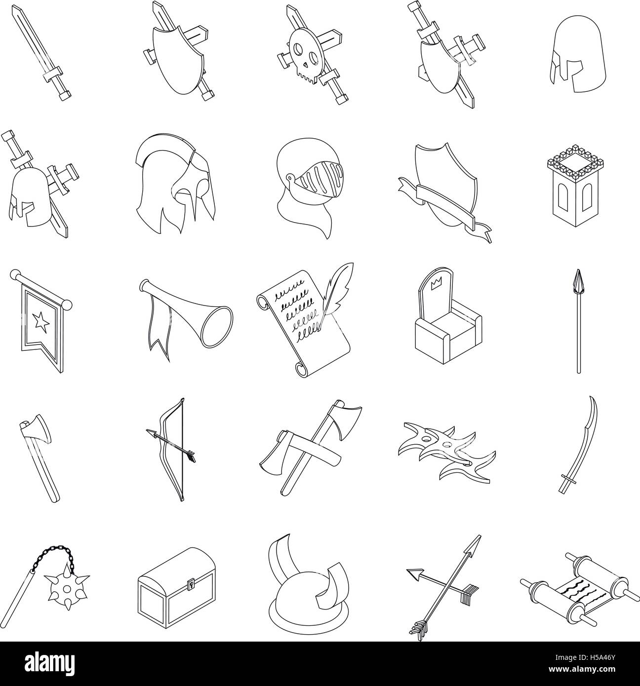 Medieval knights icons set, isometric 3d style Stock Vector Image & Art ...
