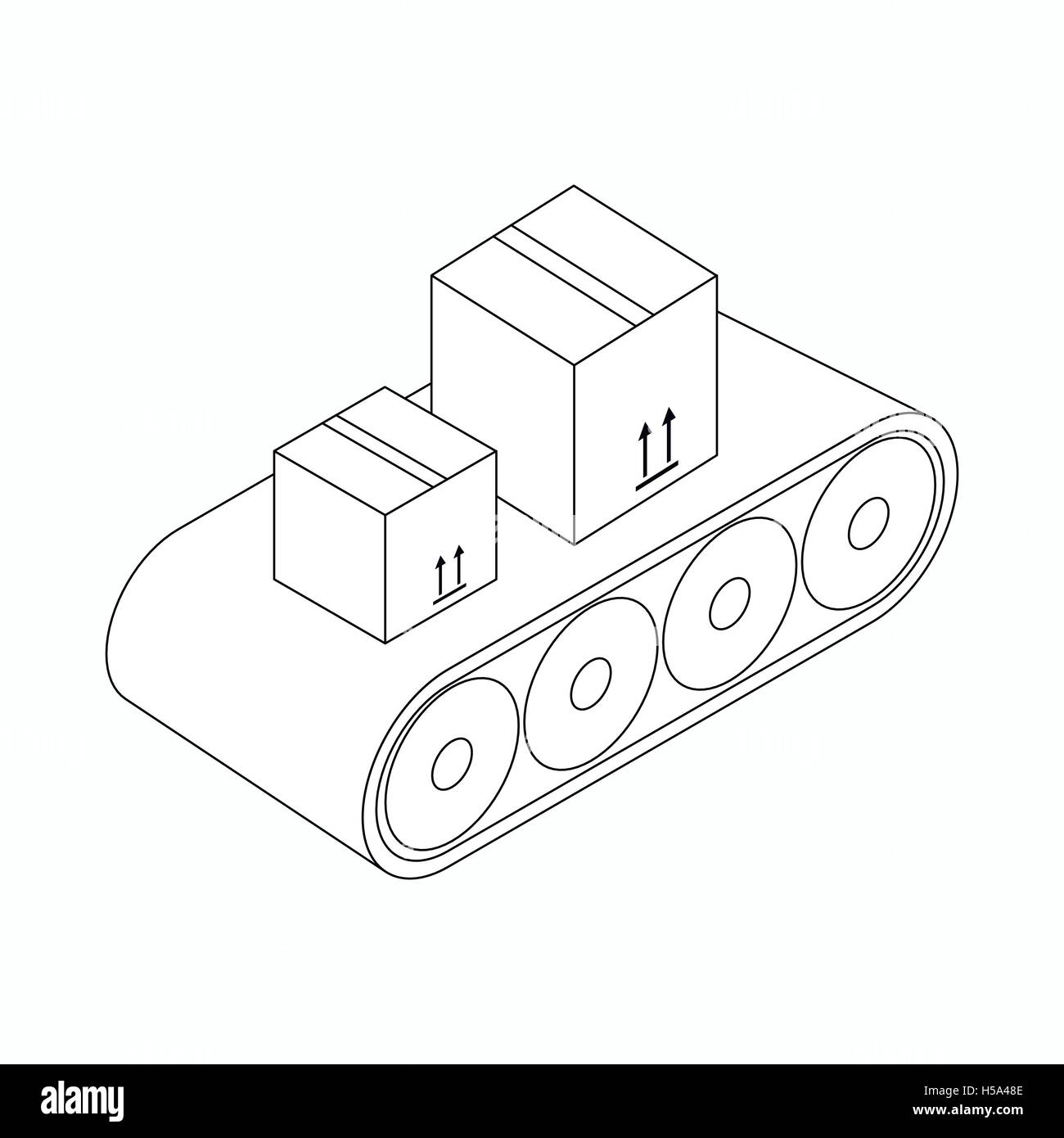 Conveyor belt with boxes icon, isometric 3d style Stock Vector Image ...