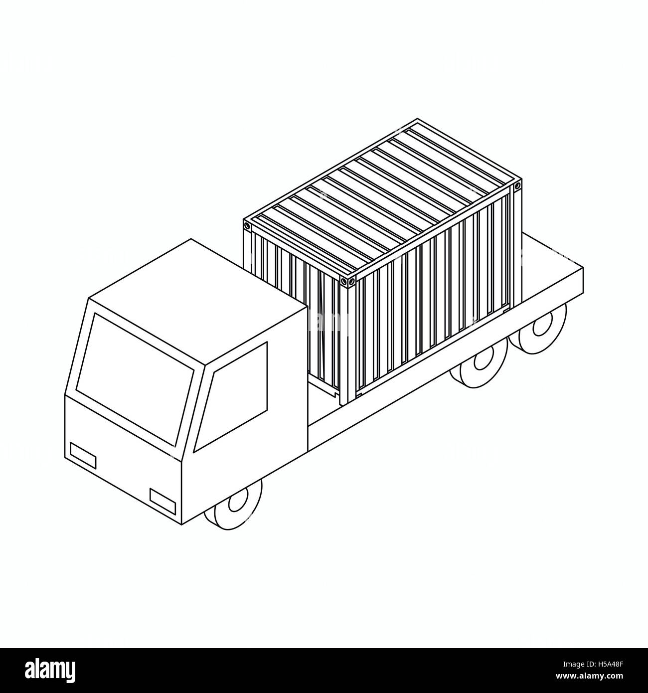 Cargo container on truck icon, isometric 3d style Stock Vector Image ...