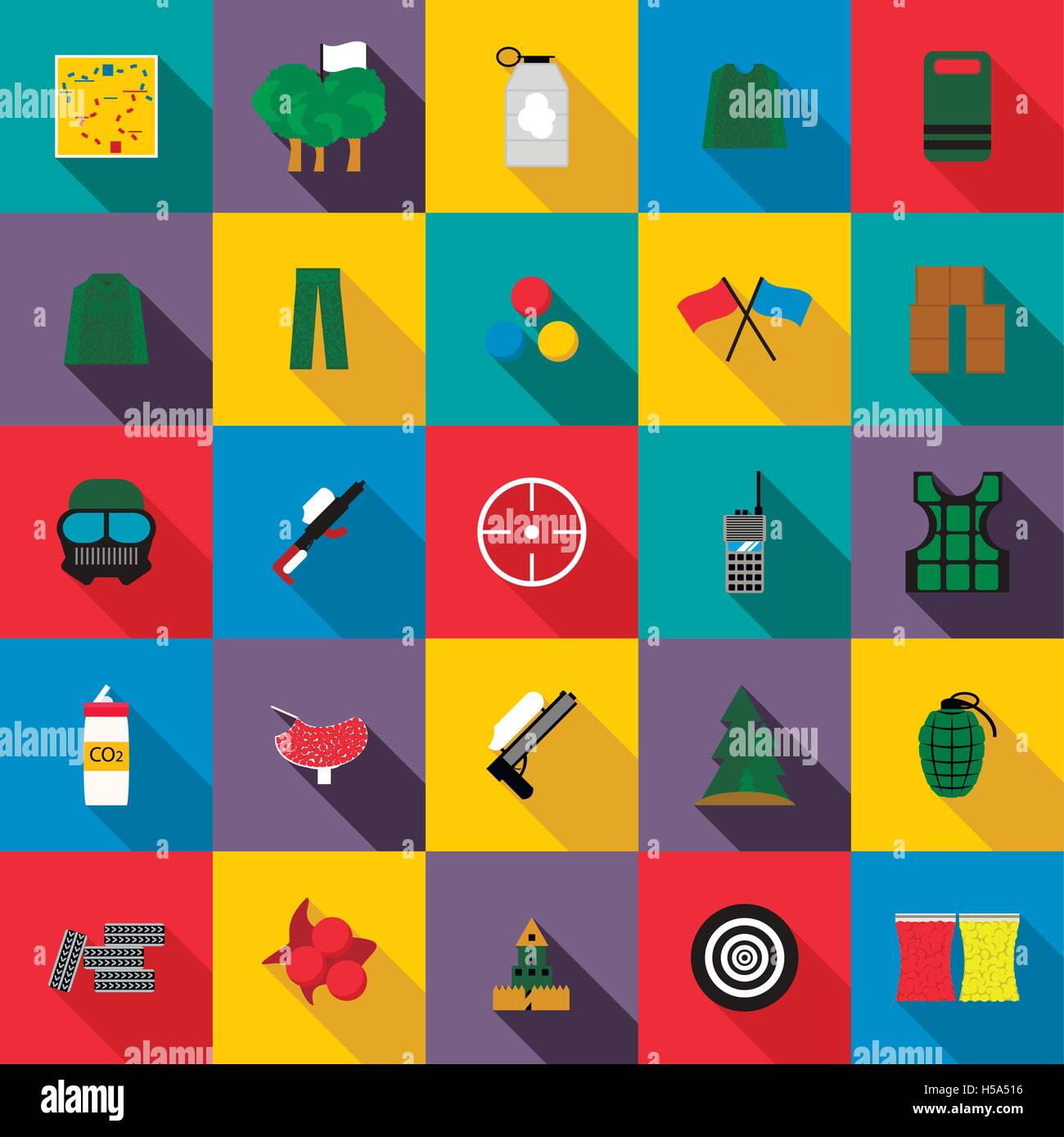 Paintball icons set, flat style Stock Vector Image & Art - Alamy