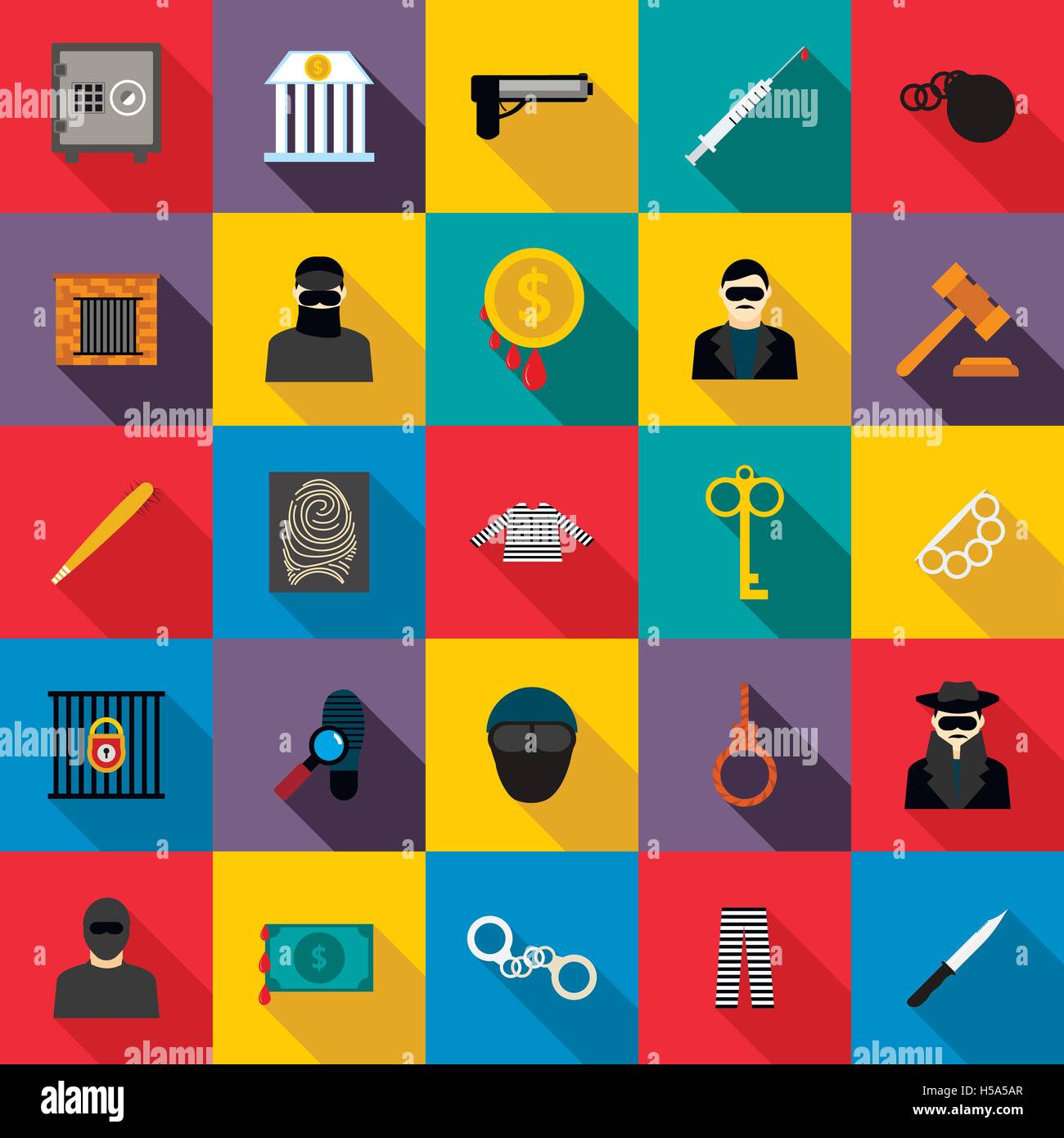 Crime icons set, flat style Stock Vector Image & Art - Alamy