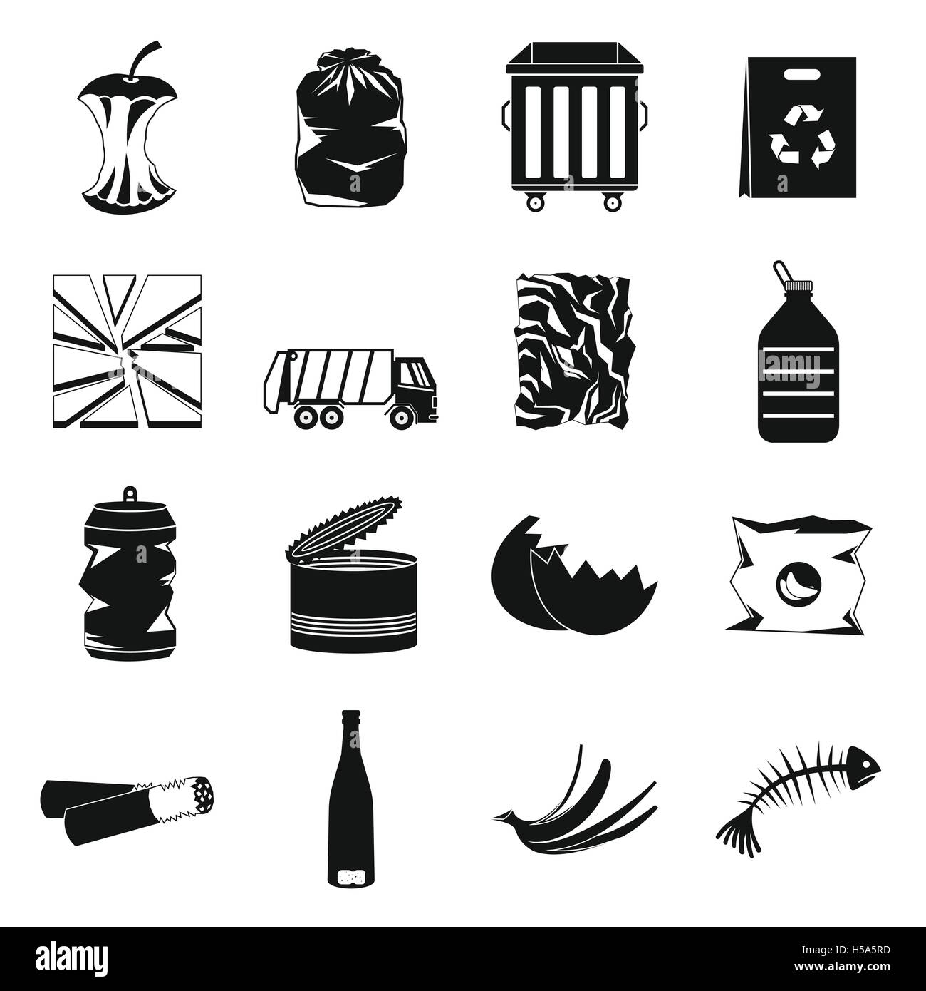 Waste and garbage icons set, black style Stock Vector Image & Art - Alamy