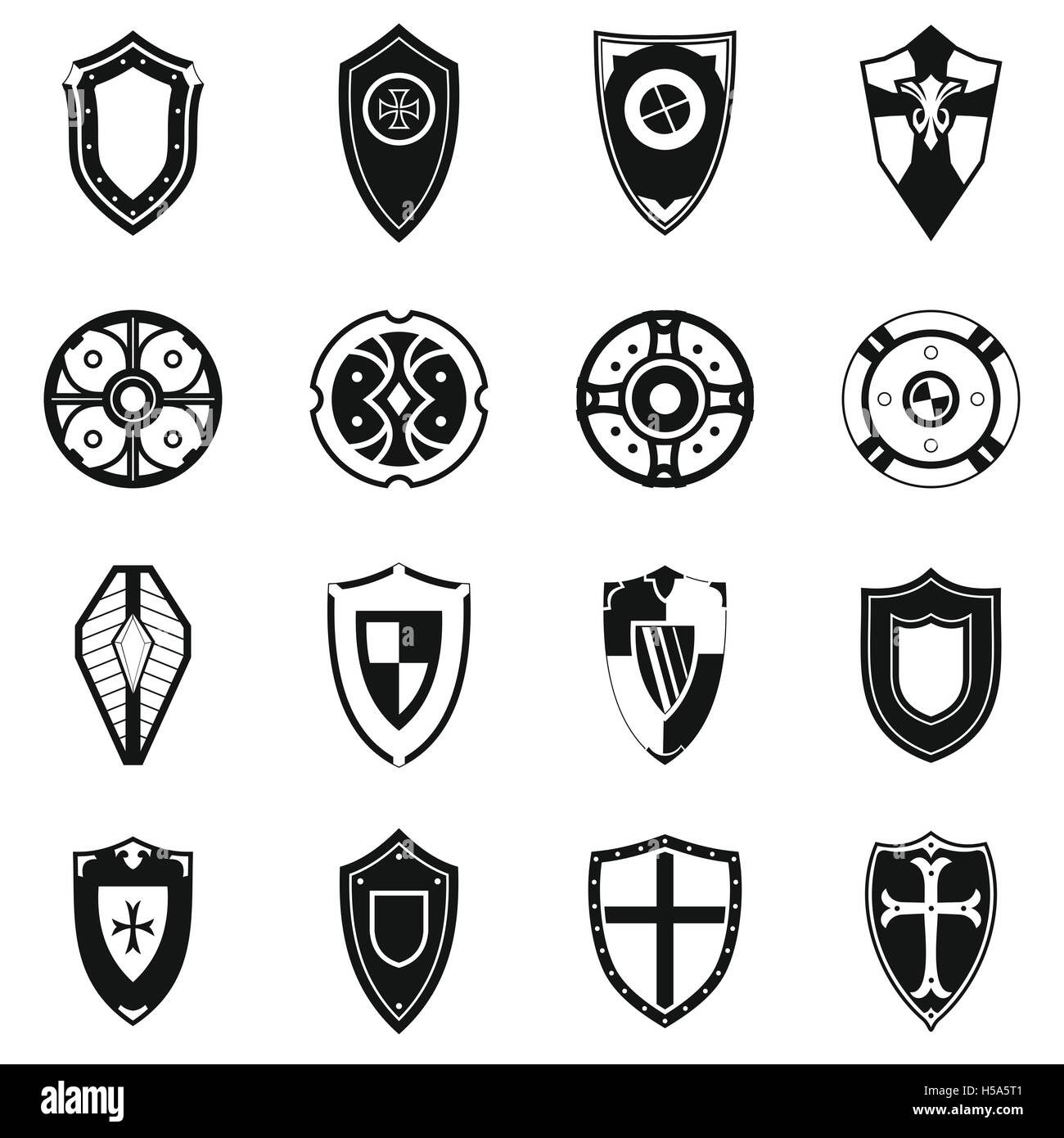 Shields set icons Stock Vector Image & Art - Alamy