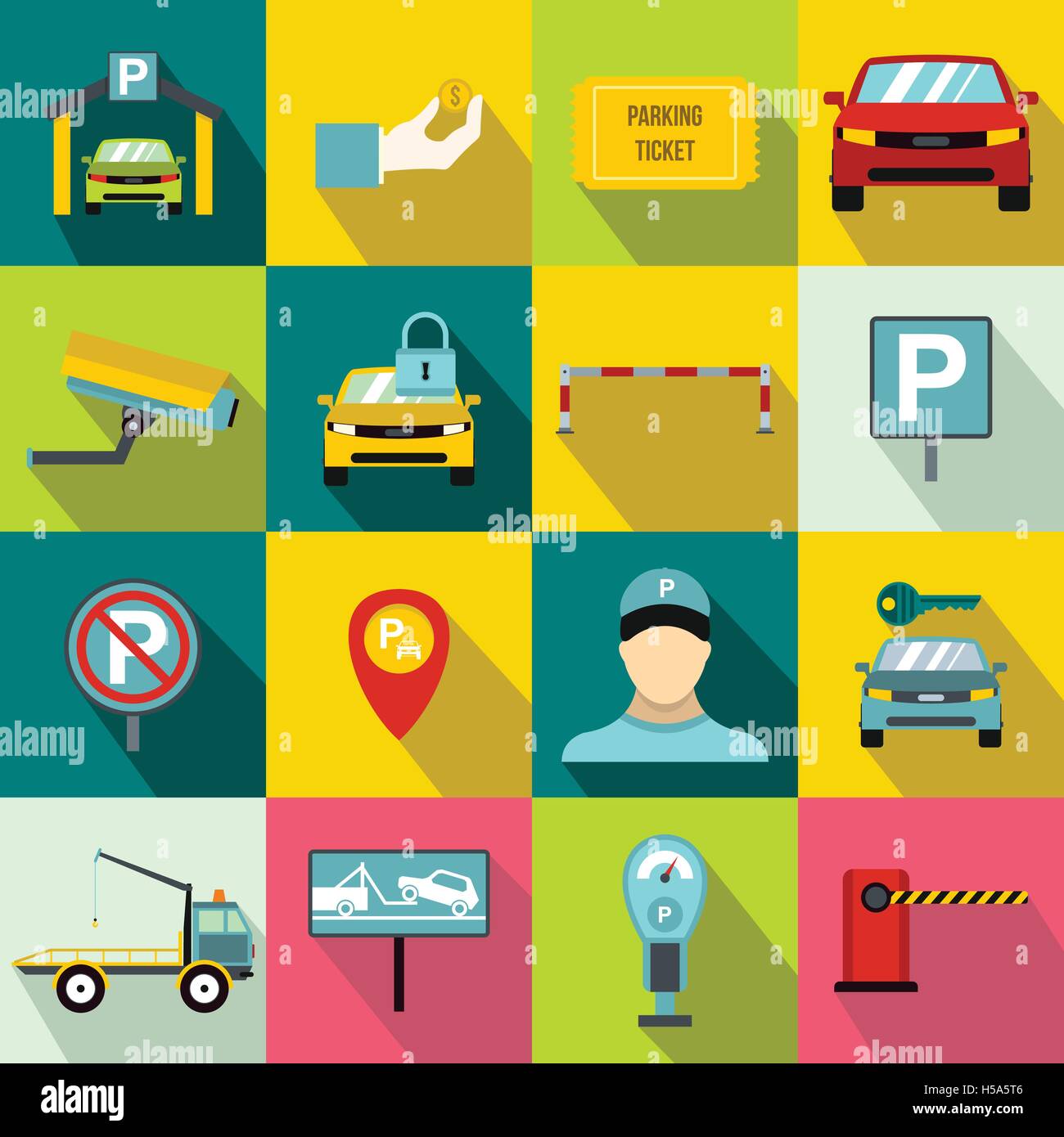 Parking set icons, flat style Stock Vector Image & Art - Alamy