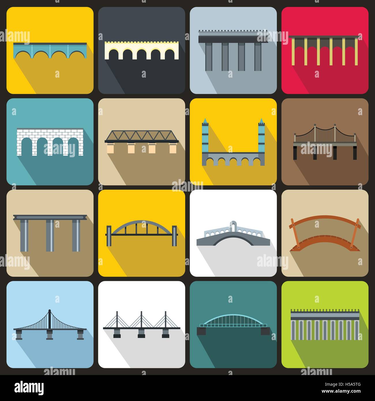 Bridge set icons, flat style Stock Vector Image & Art - Alamy