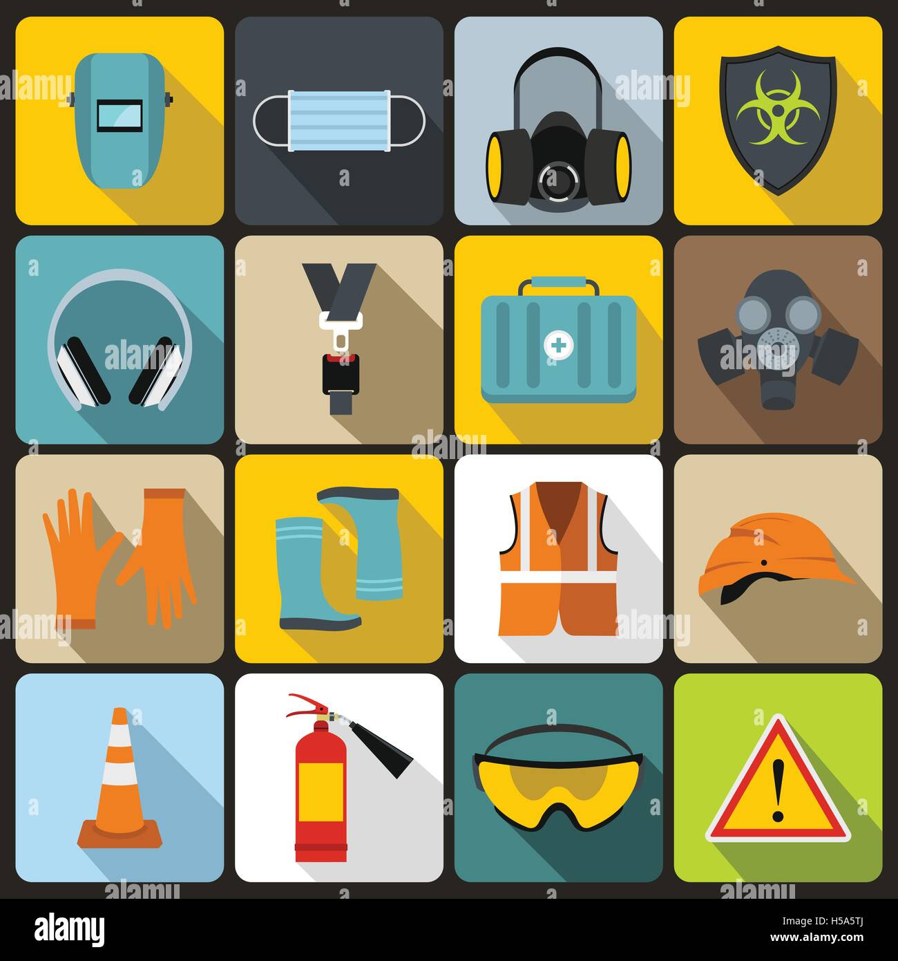 Safety icons set, flat style Stock Vector Image & Art - Alamy