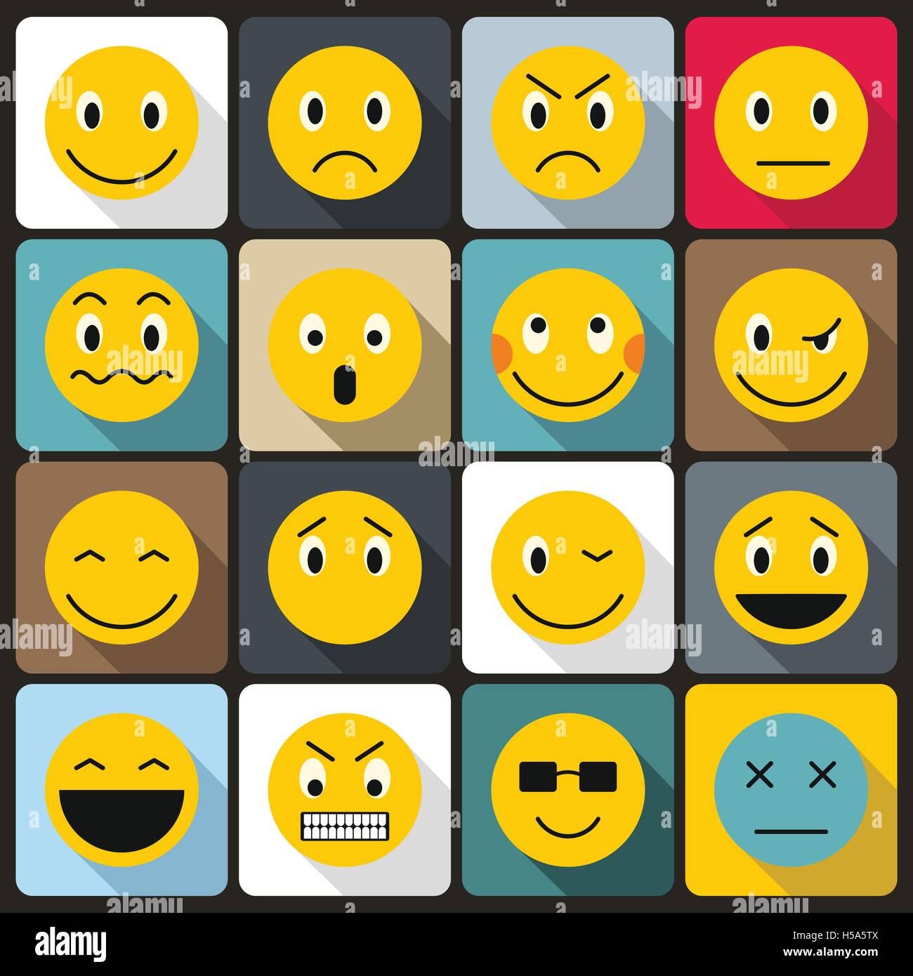 Emoticon icons set, flat style Stock Vector Image & Art - Alamy