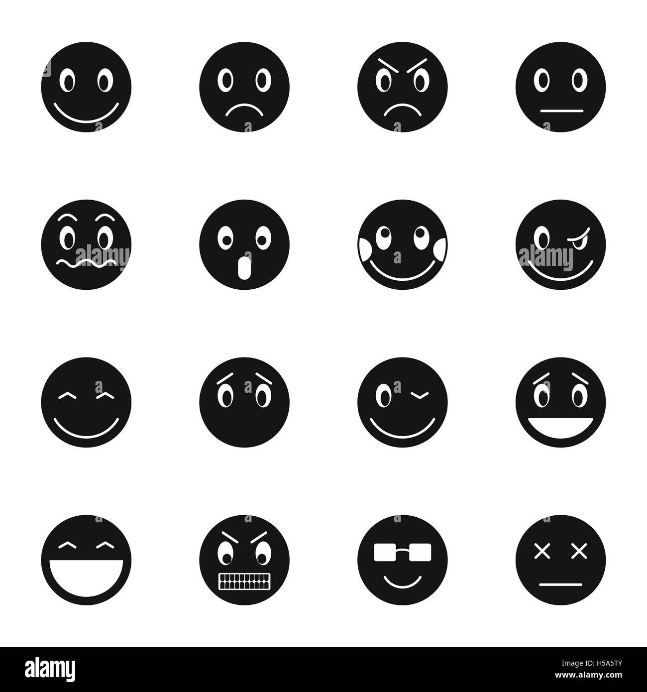 Emoticon icons set, simple style Stock Vector Image & Art - Alamy