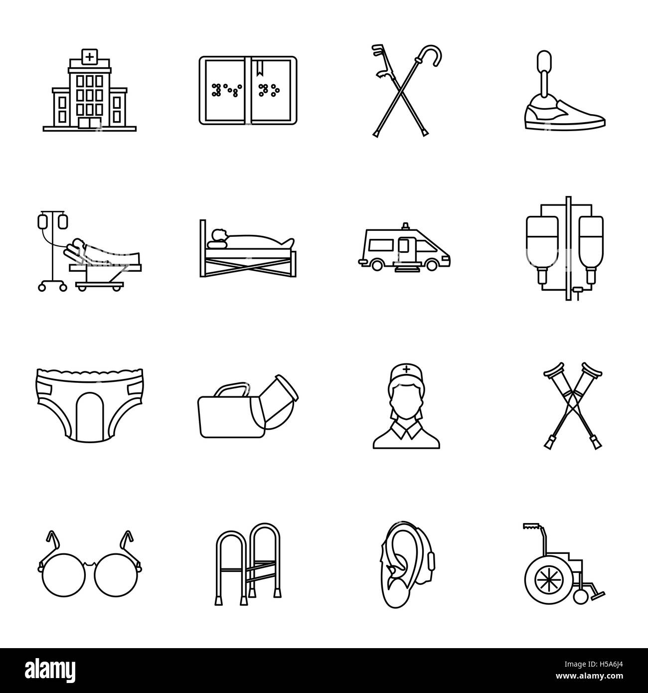 Senior people icons thin Stock Vector Images - Alamy