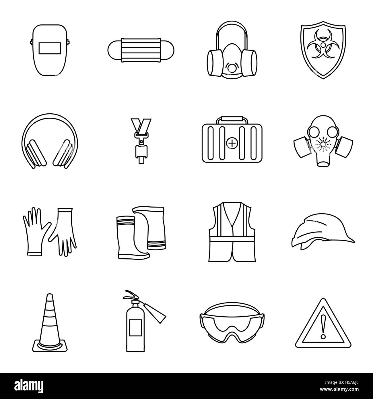 Safety icons set, thin line style Stock Vector Image & Art - Alamy
