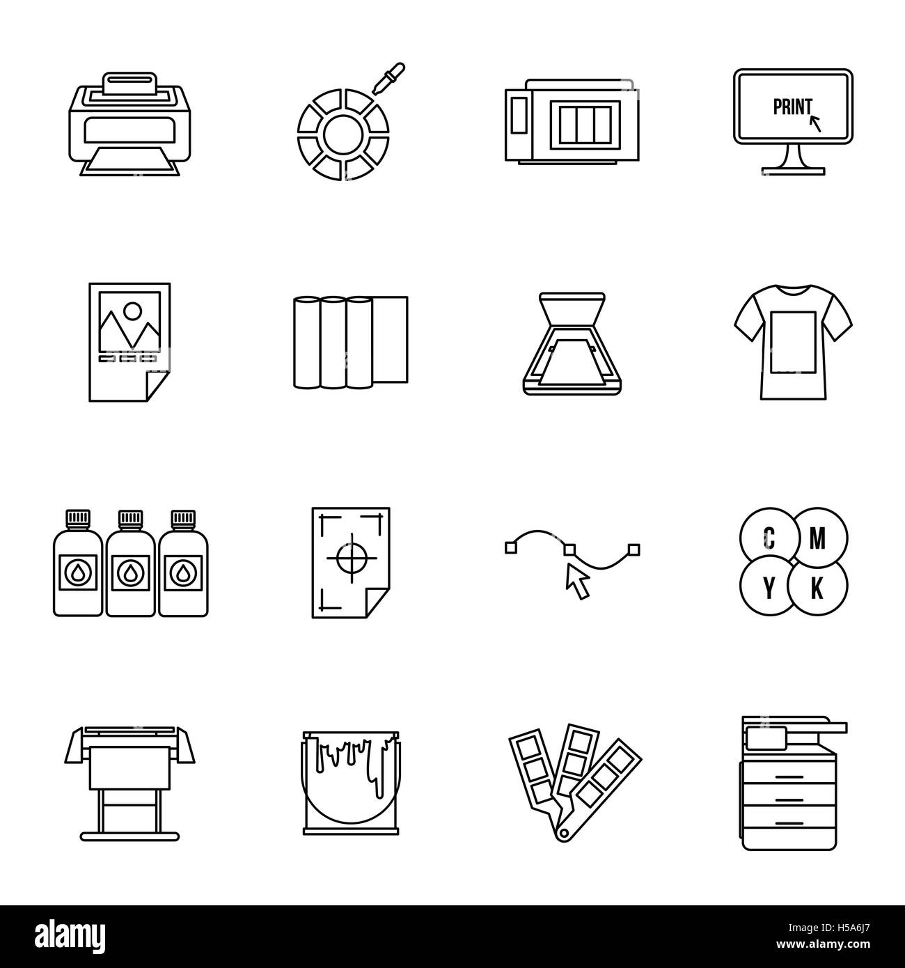 Printing icons set, thin line style Stock Vector Image & Art - Alamy