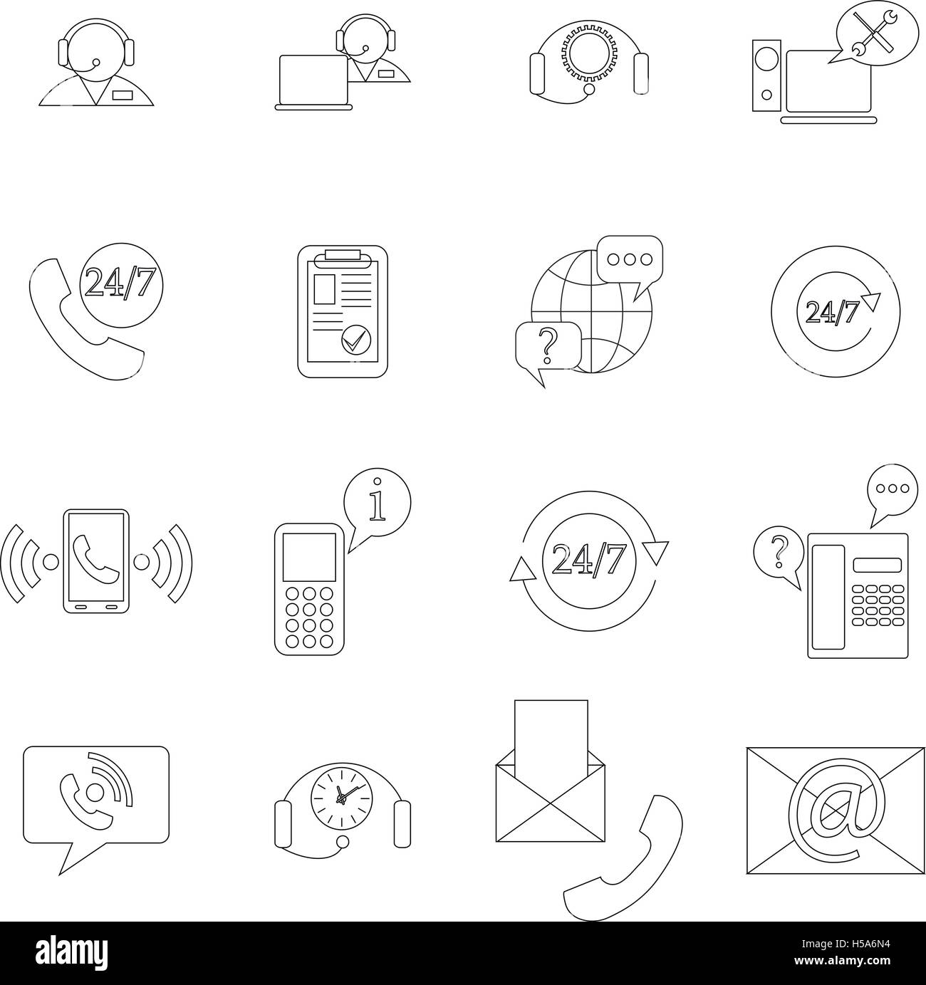 Support service icons set, thin line style Stock Vector Image & Art - Alamy