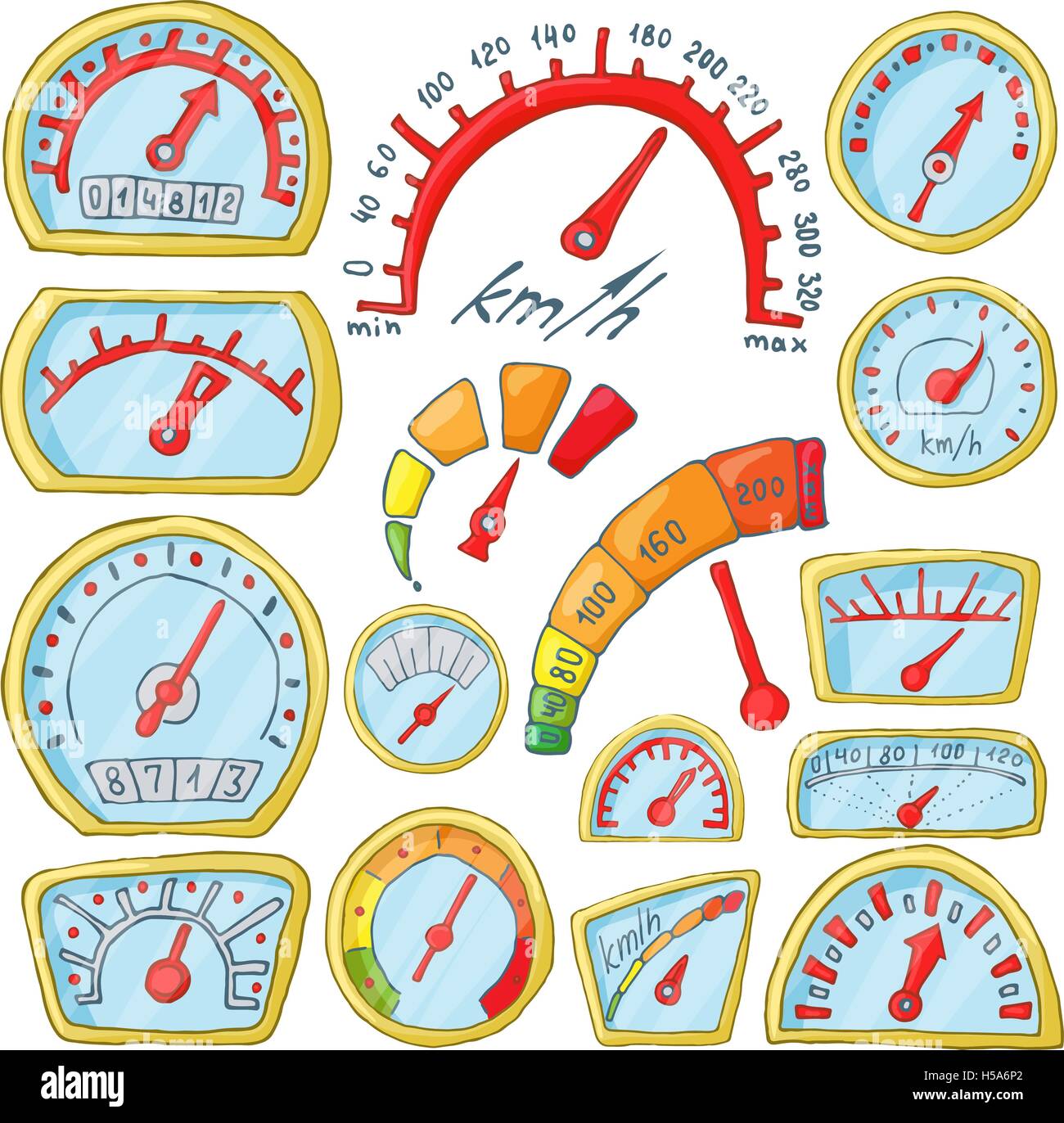 Speedometer Icons set, cartoon style Stock Vector Image & Art - Alamy