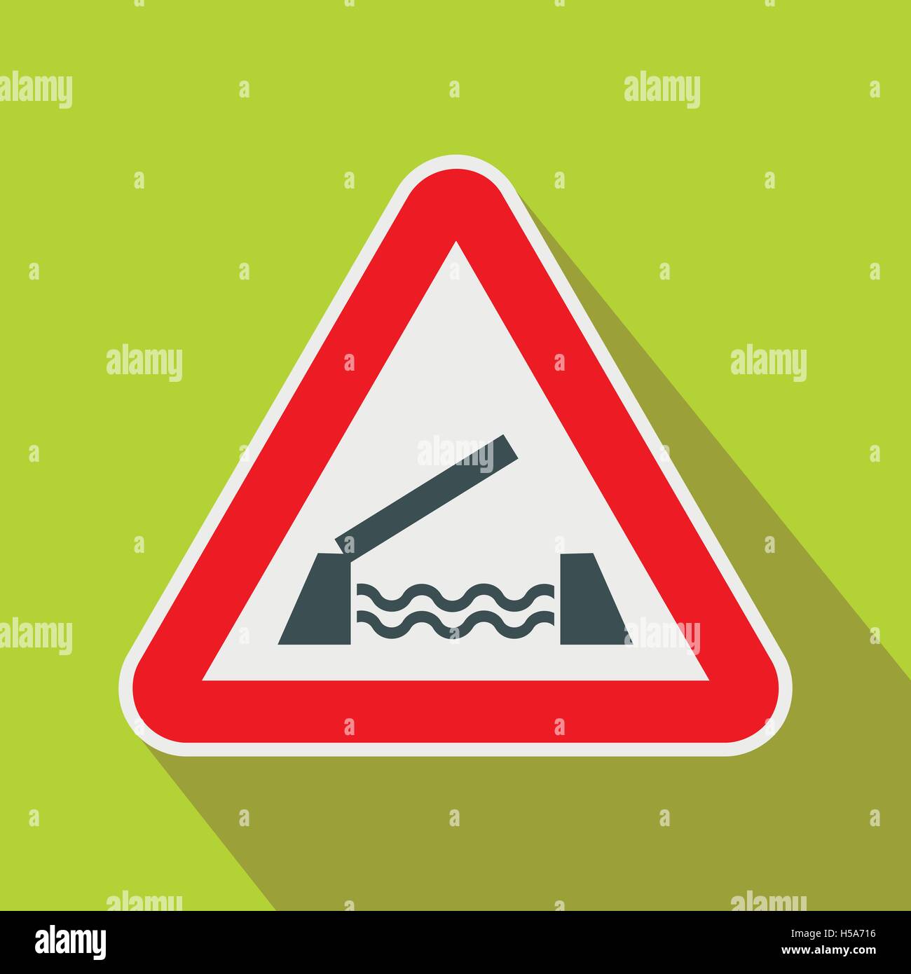 Lifting bridge warning sign icon, flat style Stock Vector Image & Art ...
