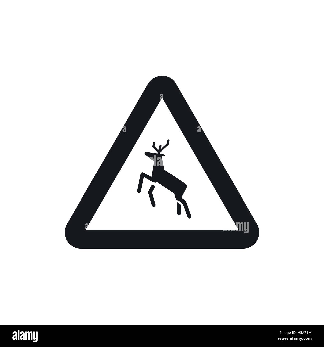 Deer traffic warning sign icon, simple style Stock Vector Image & Art ...