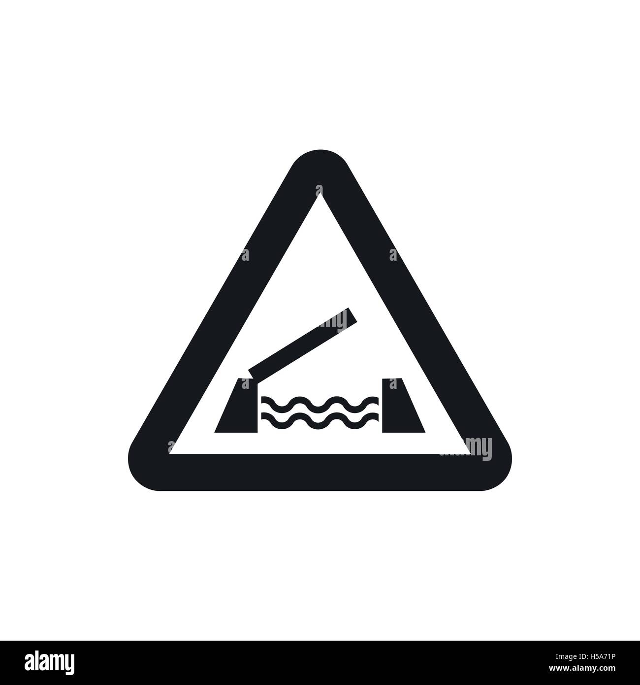 Lifting bridge warning sign icon, simple style Stock Vector Image & Art ...