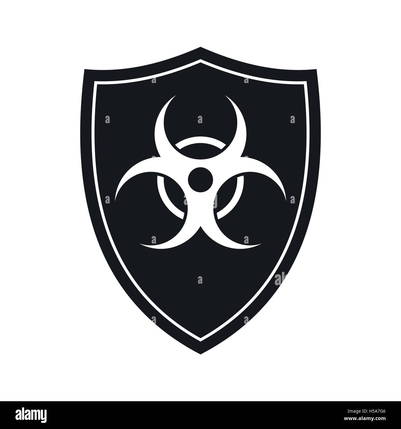 Shield with a biohazard sign icon, simple style Stock Vector Image ...