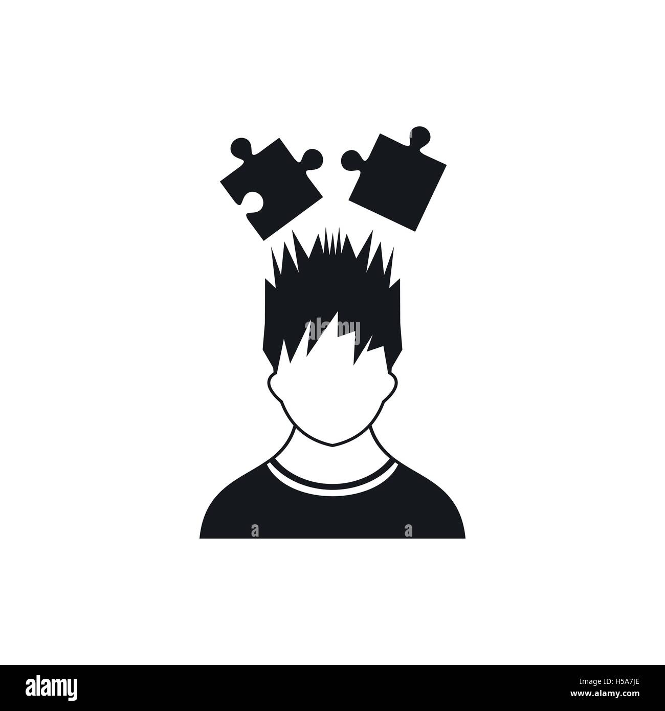 Man with puzzles over head icon, simple style Stock Vector Image & Art ...