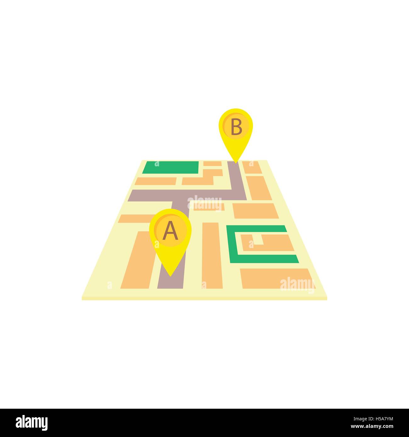 Map with the taxi route icon, cartoon style Stock Vector Image & Art ...