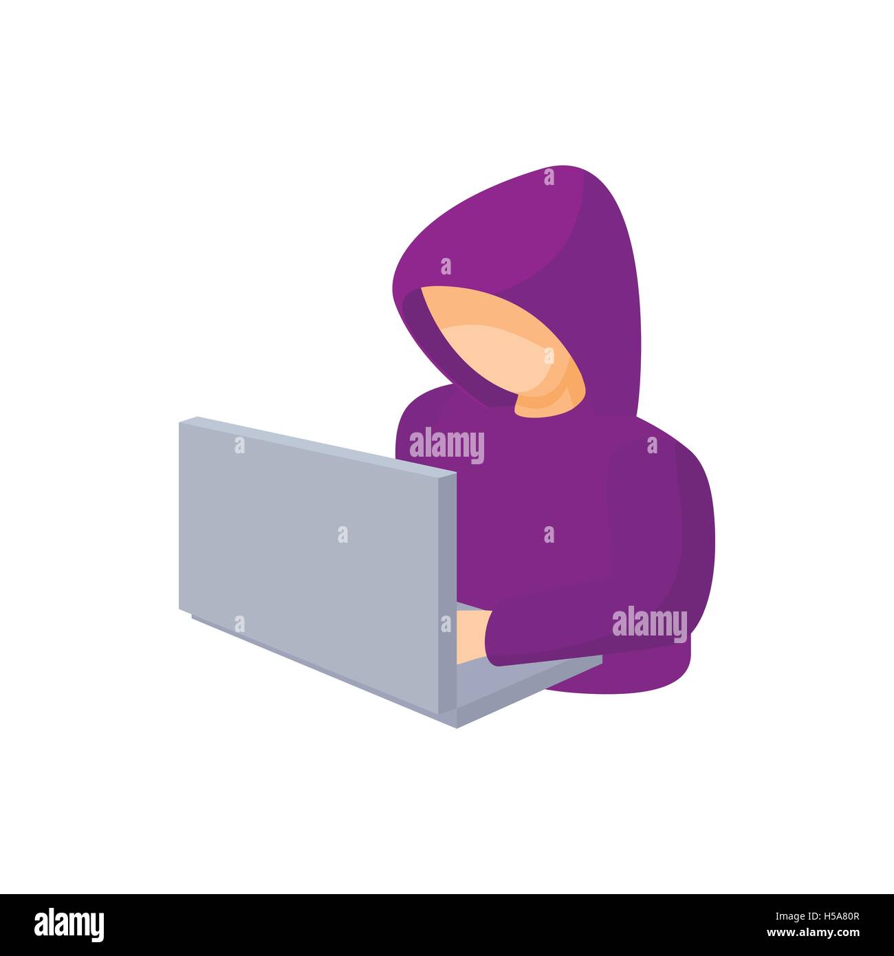 Hooded computer hacker with laptop icon Stock Vector Image & Art - Alamy