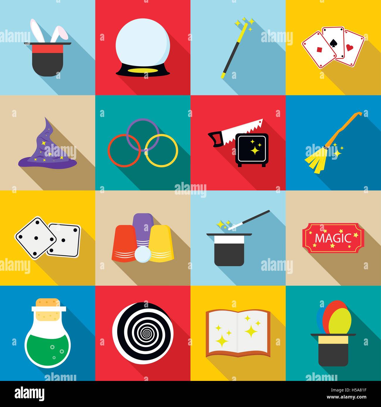 Magic icons set, flat style Stock Vector Image & Art - Alamy