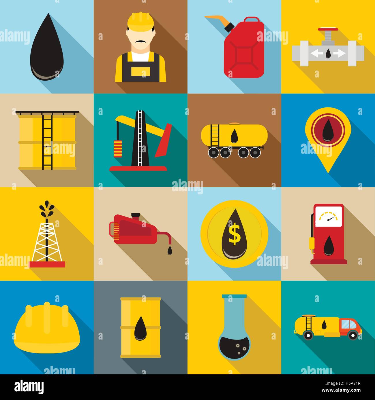 Oil icons set, flat style Stock Vector Image & Art - Alamy