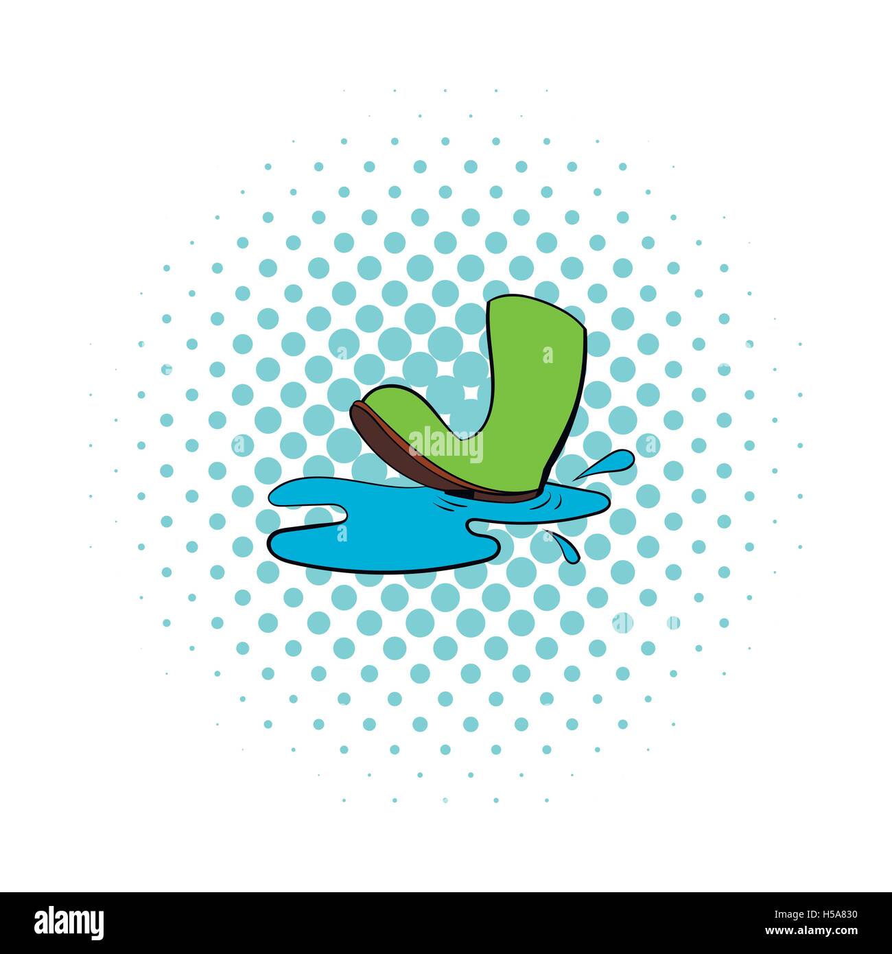 Rubber boots in puddle icon, pop-art style Stock Vector Image & Art - Alamy