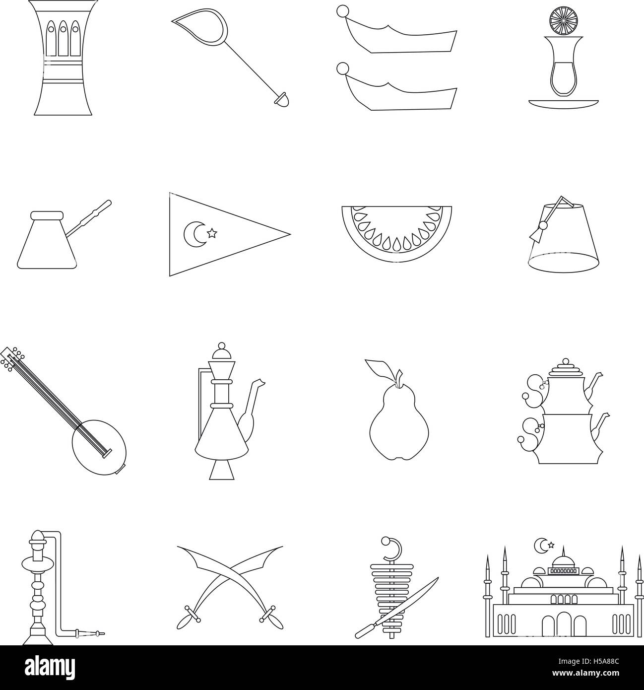 Turkey travel icons set Stock Vector Image & Art - Alamy