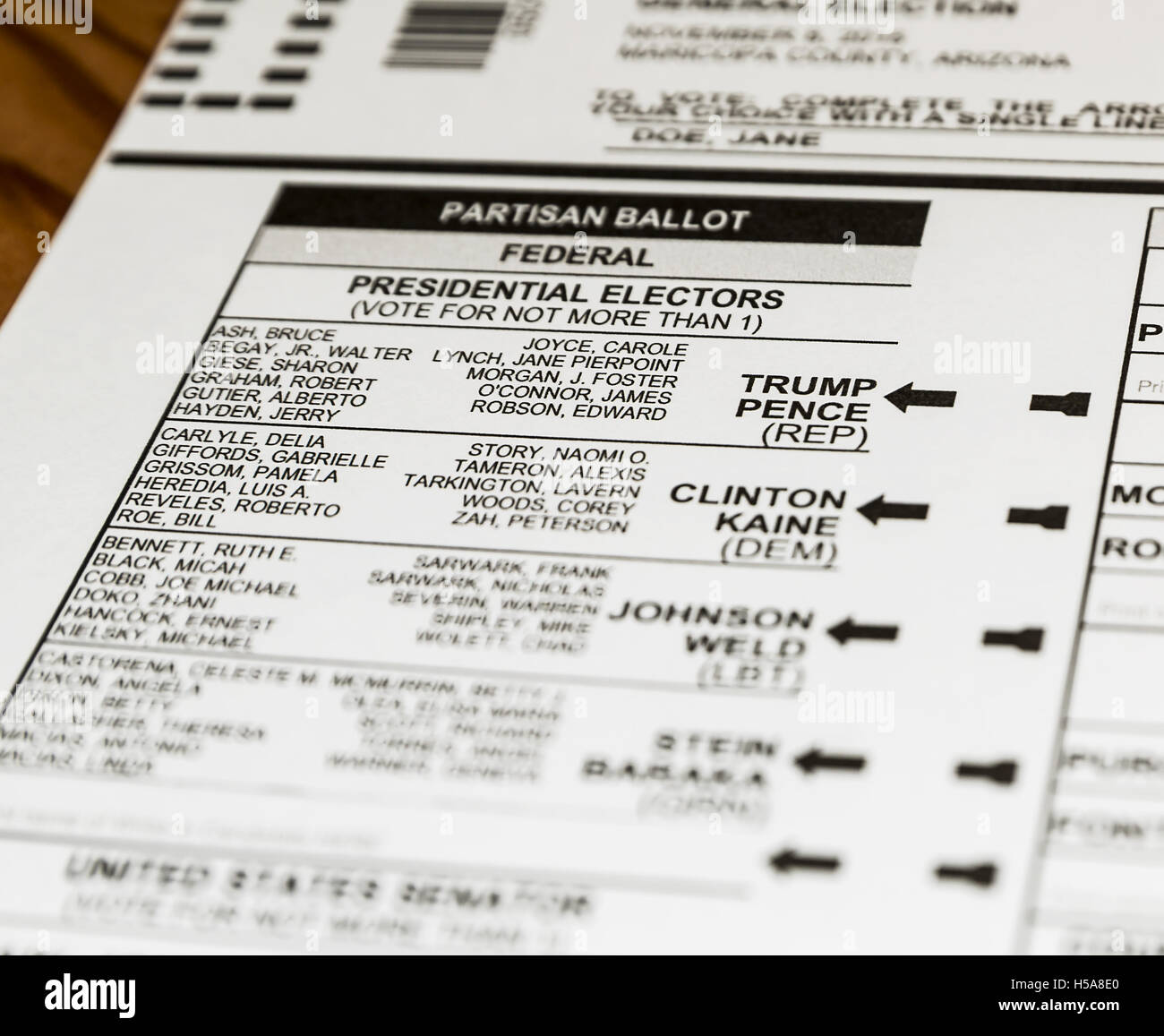 2016 presidential election ballot hi-res stock photography and images ...