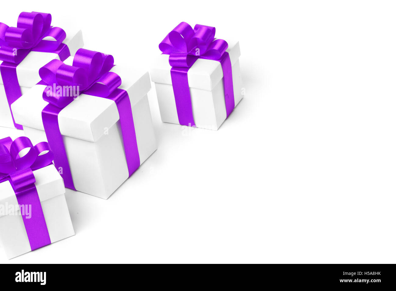 set of gift boxes with a tape Stock Photo - Alamy