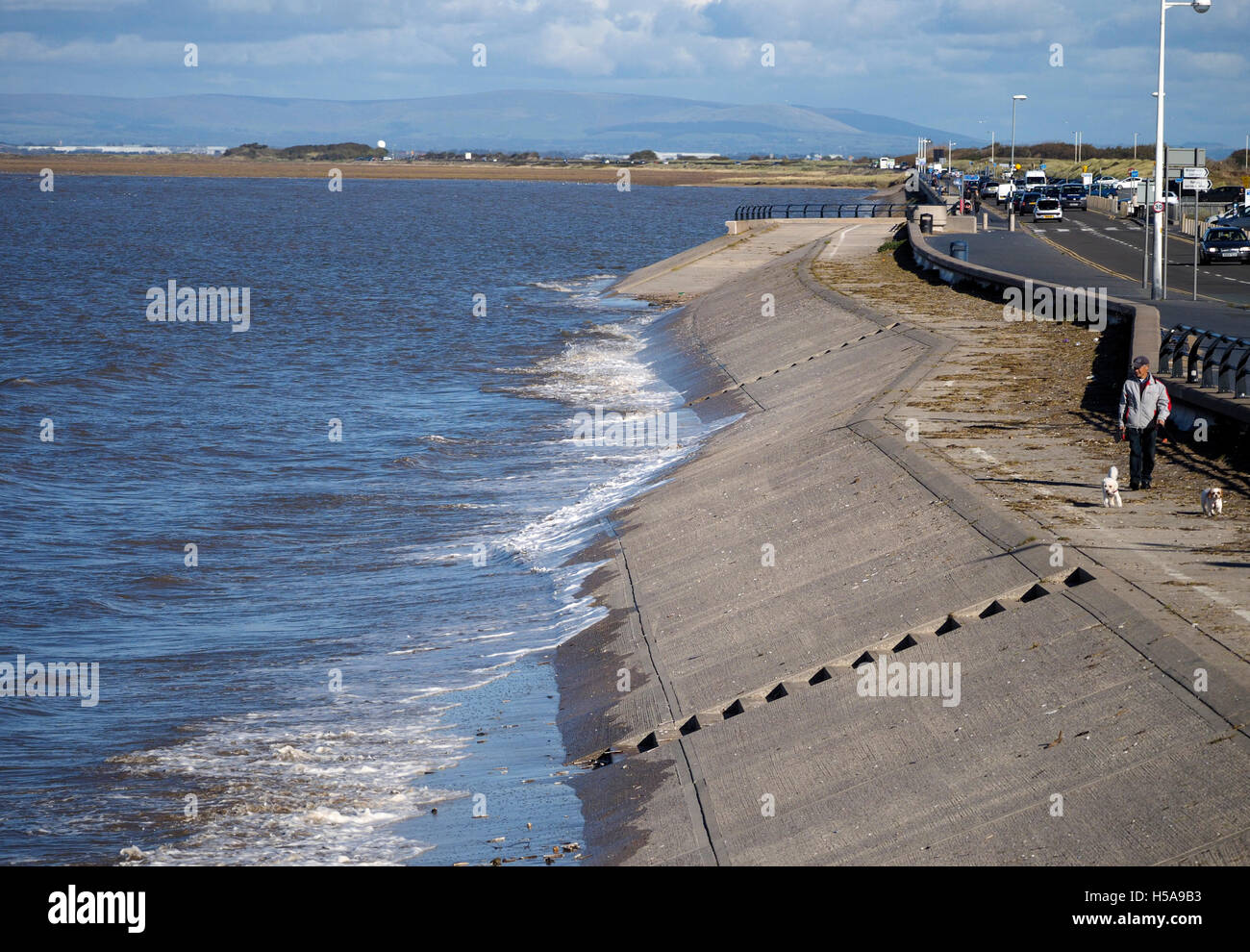 High Autumn tide in Southport England UK Stock Photo - Alamy