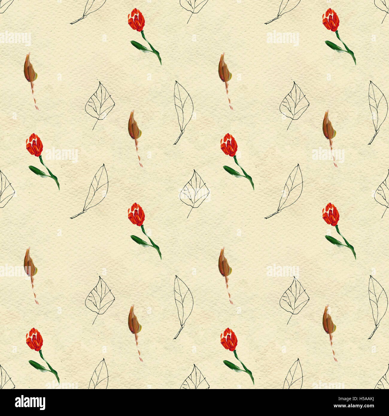 Seamless pattern with red flowers Stock Photo - Alamy