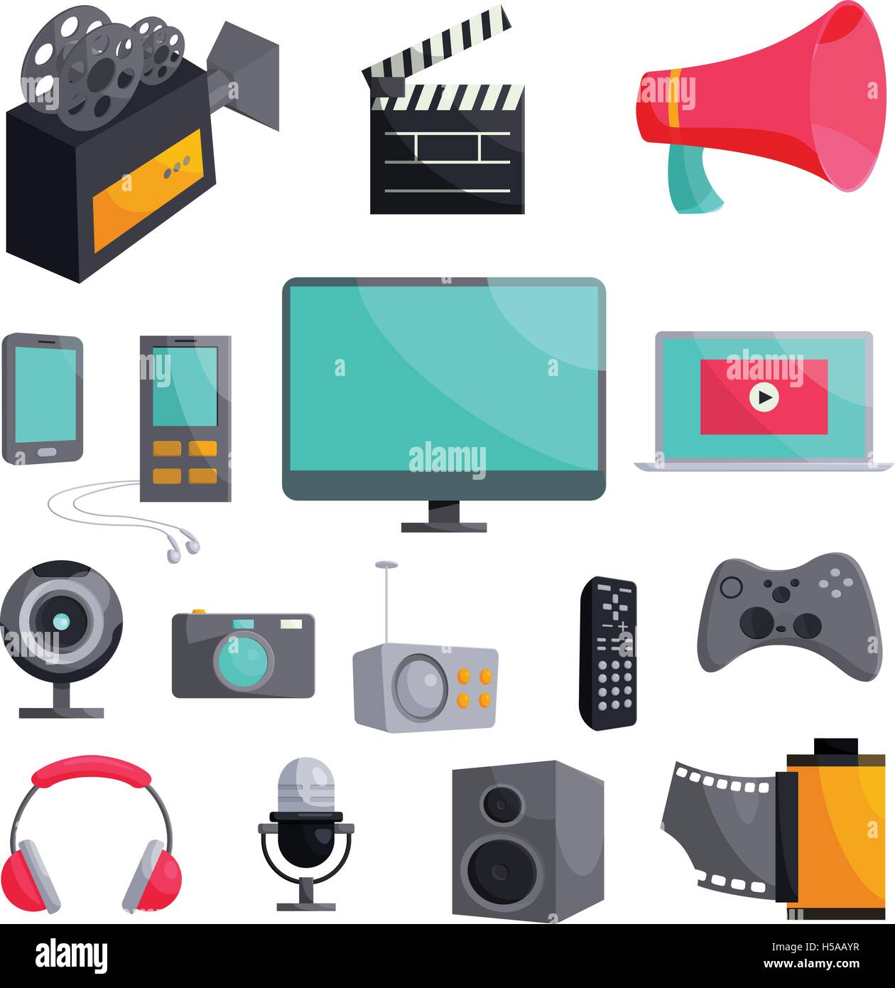 Multimedia icons set, cartoon style Stock Vector Image & Art - Alamy